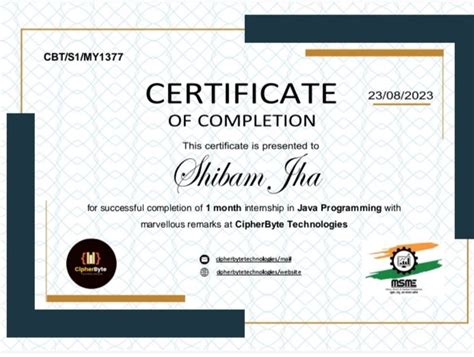 Shibam Jha On Linkedin Internship2023 Cipherbytetechnologies Javaprogramming