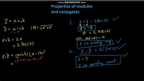 properties of modulus and conjugate of complex numbers youtube