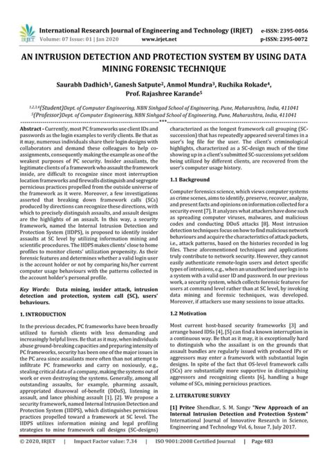 irjet an intrusion detection and protection system by using data