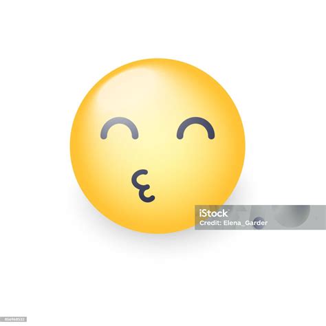 닫힌된 눈으로 공기를 보내는 웃는 키스 이모티콘 얼굴 키스를 던지고입니다 응용 프로그램 및 채팅을 위한 행복 한 사랑 이모티콘입니다 공 스포츠 장비에 대한 스톡 벡터 아트