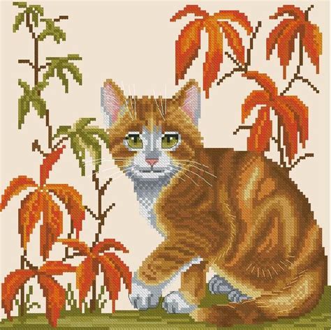 Cross Stitch Pattern Autumn Kitten