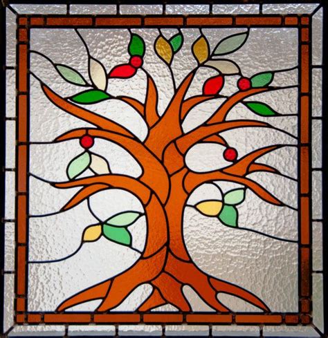 Tree Of Life Stained Glass Panel Handmade Art Jewish Stained Glass