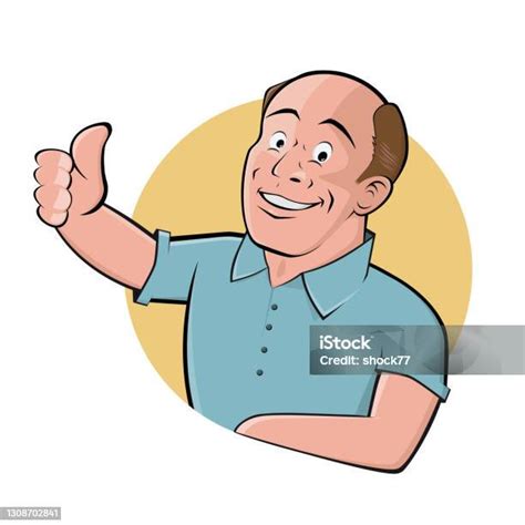 Logo Kartun Pria Botak Tampan Dengan Jempol Ke Atas Ilustrasi Stok Unduh Gambar Sekarang Istock