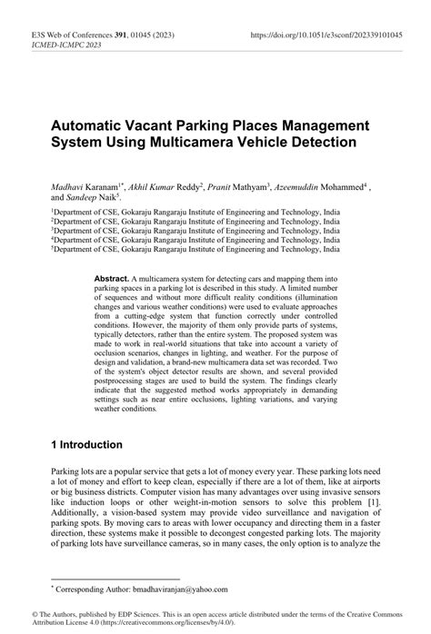 Pdf Automatic Vacant Parking Places Management System Using