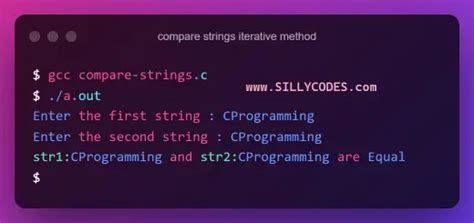 Program To Compare Two Strings In C Programming Sillycodes