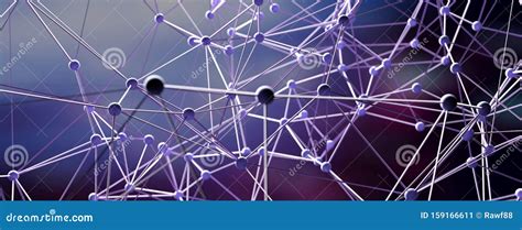 Molecular Abstract Network Dark Background 3d Illustration Stock Illustration Illustration