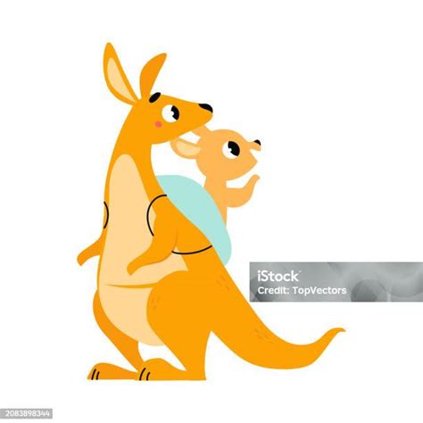 귀여운 갈색 캥거루 유대류 성격 와 조이 앉아있는 에서 그만큼 가방 벡터 일러스트 0명에 대한 스톡 벡터 아트 및 기타 이미지 Istock