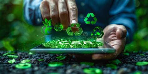 Business Professional Accessing Corporate Social Responsibility Csr Initiatives Through A