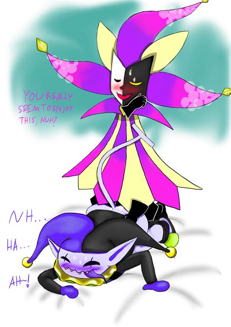 Rule 34 Blush Bodily Fluids Clothed Clothing Crossover Darkner Deltarune Dialogue Dimentio