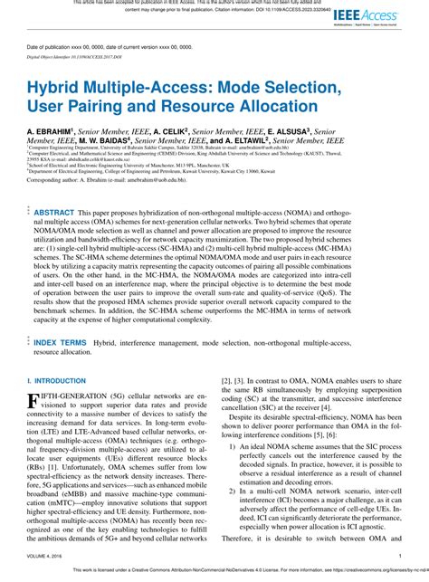 Pdf Hybrid Multiple Access Mode Selection User Pairing And Resource