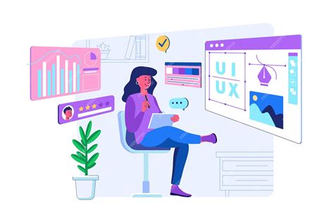 Premium Vector Ui Ux Design Concept With People Scene For Web Woman