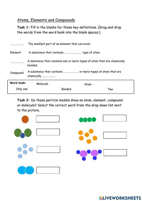 Atoms Elements Compounds Worksheets Worksheets Library