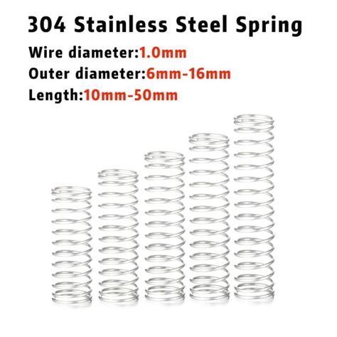 10 Pcs 304 Stainless Steel Compression Spring Return Spring Wire Diameter 1mm Outside Diameter