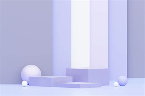 3d는 연단 스탠드가 있는 파스텔 그린 최소 배경을 렌더링합니다 화장품 프레젠테이션 및 광고를위한 보라색 무대 플랫폼 깨끗한