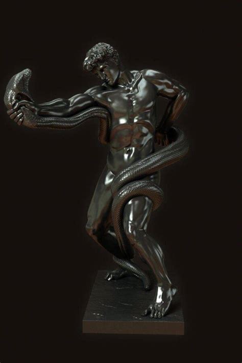 Male Athlete With Python Bronze Statue Avant Garde Furniture