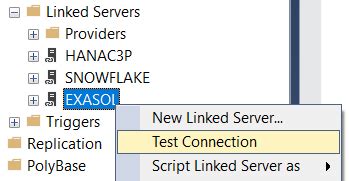 Connect SQL Server To Exasol Database Using Linked Server