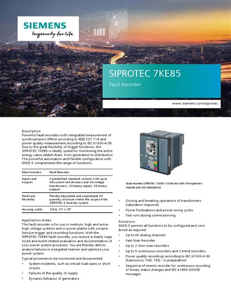 Siprotec 7ke85 Profile Pdf Electrical Engineering Computer Engineering