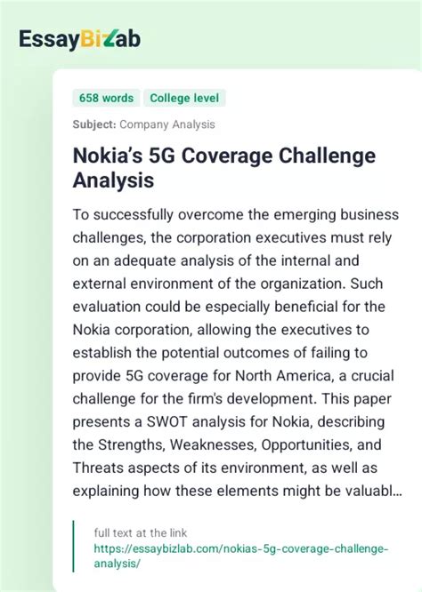 Nokias 5g Coverage Challenge Analysis Business Essay Example