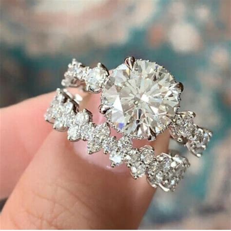 Jewelry Nwt 925 Sterling Silver Diamond Rings Set Poshmark