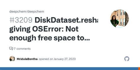 Diskdatasetreshard Giving Oserror Not Enough Free Space To Write