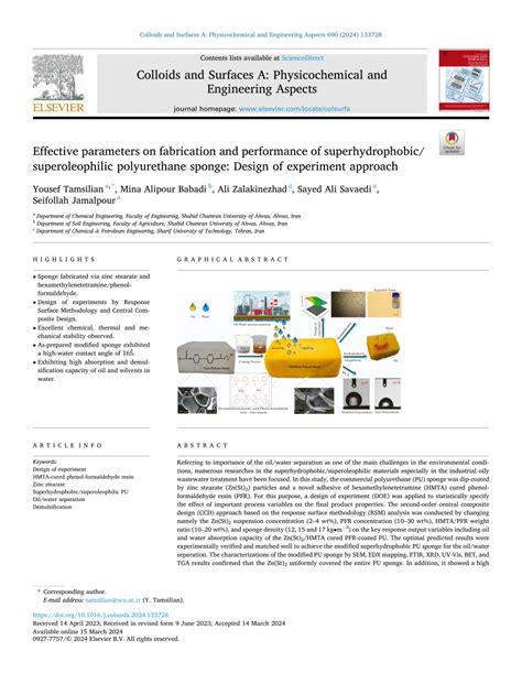 Pdf Effective Parameters On Fabrication And Performance Of Superhydrophobicsuperoleophilic