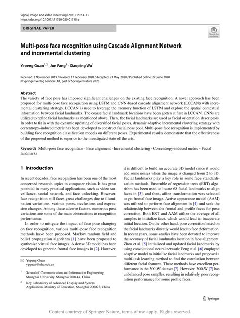 Multi Pose Face Recognition Using Cascade Alignment Network And