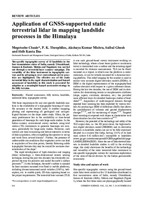 Pdf Application Of Gnss Supported Static Terrestrial Lidar In Mapping Landslide Processes In