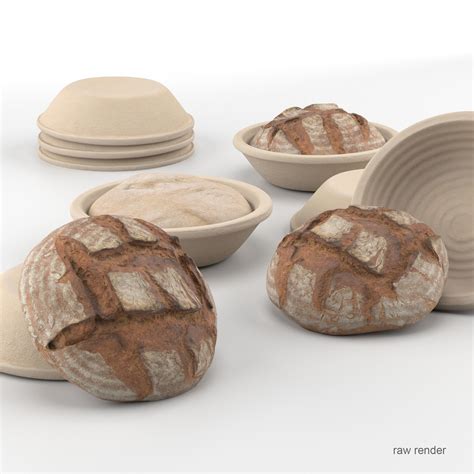 Home Baked Brown Bread Set 3d Model Cgtrader