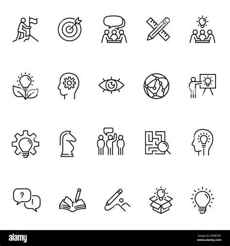 Idea Line Icons Creative Idea Line Icon Set Brainstorming Lightbulb Brain Solution Stock