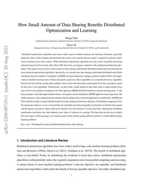 Pdf How Small Amount Of Data Sharing Benefits Distributed