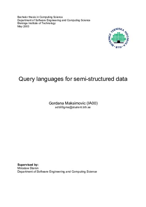 Pdf Query Languages For Semi Structured Data