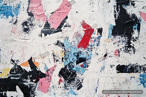 Ai创作图涂鸦 抽象 色彩 画作 线条 艺术 笔触 色块 黑白 红 蓝 粉 黄 图案 纹理 昵图网