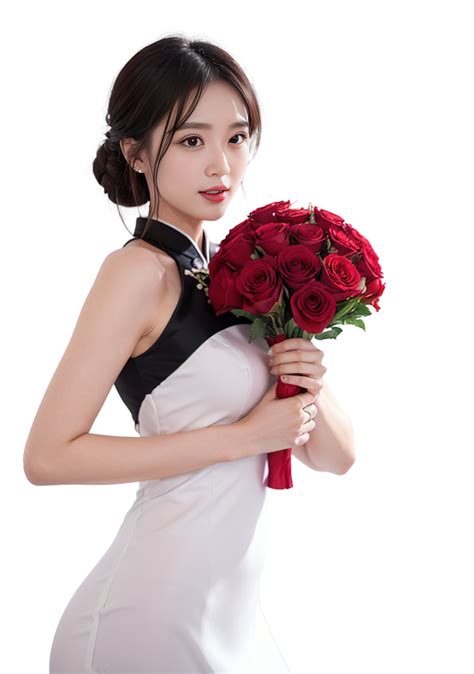 AI Generated Women Cheongsam Dress Chinese New Year PNG Transparent Background AI Generative