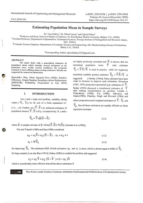Pdf Estimating Population Mean In Sample Survey