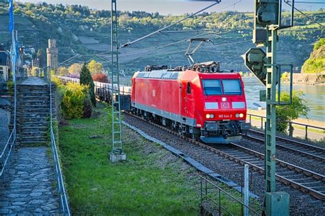 Db Cargo Class 185 Electric Locomotive Pulls A Freight Train Through