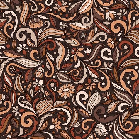 Brown Seamless Vector Background With Complex Multicolored Floral