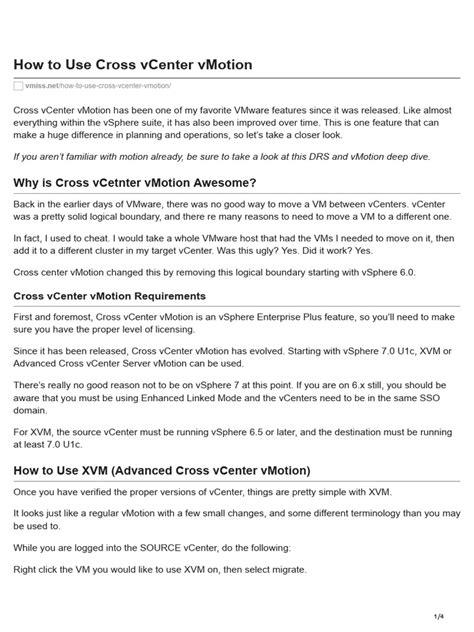 How To Use Cross Vcenter Vmotion Pdf