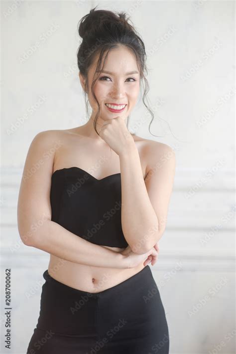 Close Up Of Beautiful Sexy Asian Woman Smile Young Girl With Perfect
