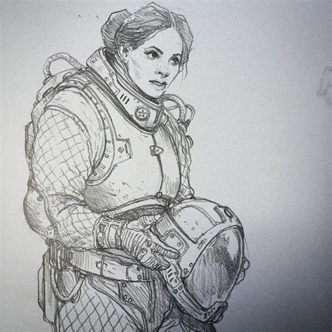Art Of Karl Kopinski Space Girl Facebook Sketches Drawings