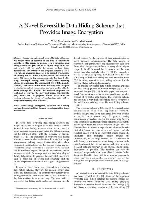 Pdf A Novel Reversible Data Hiding Scheme That Provides Image Encryption