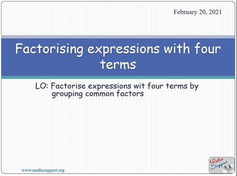 Maths Igcse E282 Factorising Expressions With Four Terms