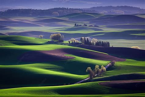 Top Of A Hills With Grassy Fields Around Background Environment Crop