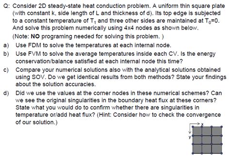 Consider 2d Steady State Heat Conduction Problem A