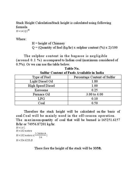 Stack Height Calculation Pdf
