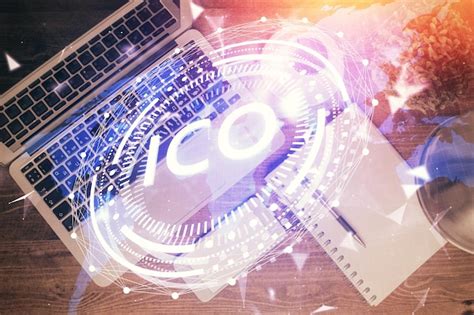 Premium Photo Blockchain Theme Hologram Drawings Over Computer On The