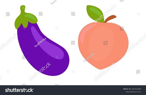 Cartoon Eggplant Peach Emoji Sexual Male Stock Vector Royalty Free