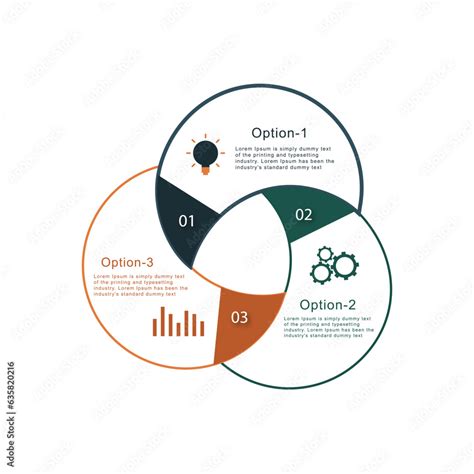 Three Overlapping Circles Infographic Venn Diagram Concept Stock