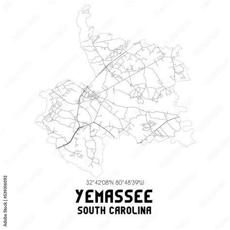 Yemassee South Carolina Us Street Map With Black And White Lines Stock Illustration Adobe Stock