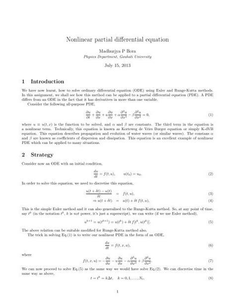 Nonlinear Partial Differential Equation Gauhati University