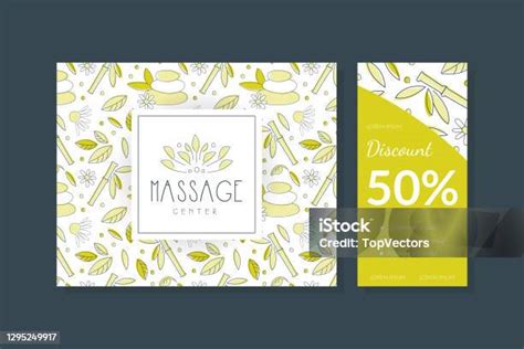 마사지 센터 명함 전단지 배너 템플릿 세트 대체 의학 요가 클럽 침술 천연 화장품 힐링 디자인 벡터 일러스트 0명에 대한 스톡